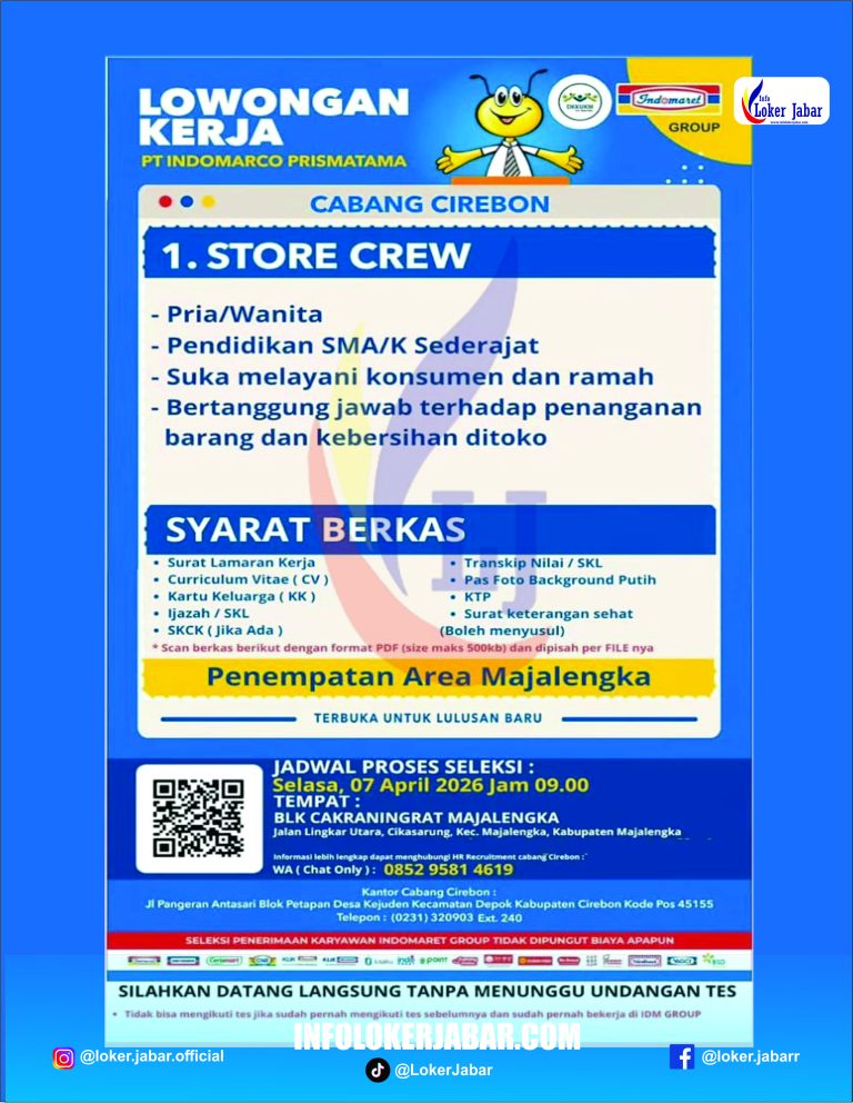 Lowongan Kerja Store Crew Indomaret Majalengka Terbaru 2026 - LOKER JABAR
